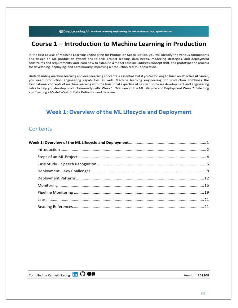 ML in Production: Lifecycle, Deployment, and Challenges