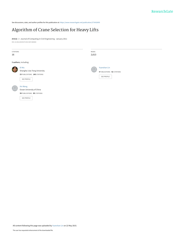 Crane Selection Algorithm for Heavy Lifts