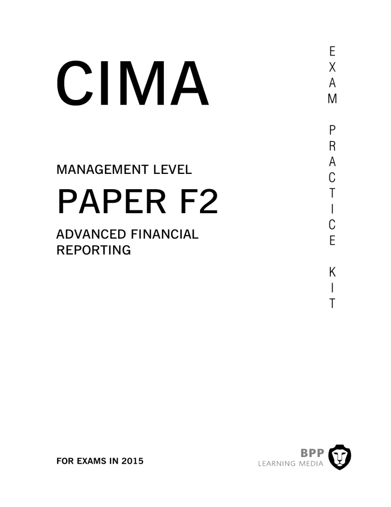 CIMA F2 Advanced Financial Reporting Practice Kit