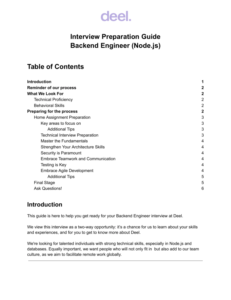 Deel Backend Engineer (Node.js) Interview Prep Guide