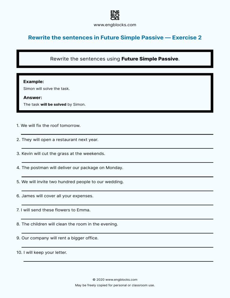 Future Simple Passive Voice Worksheet - Exercise 2