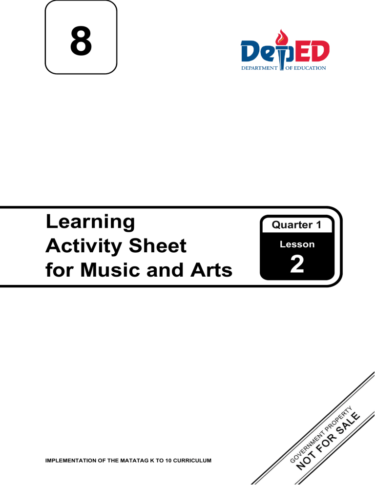 Music & Arts 8: Cultural Homogenization Learning Activity Sheet