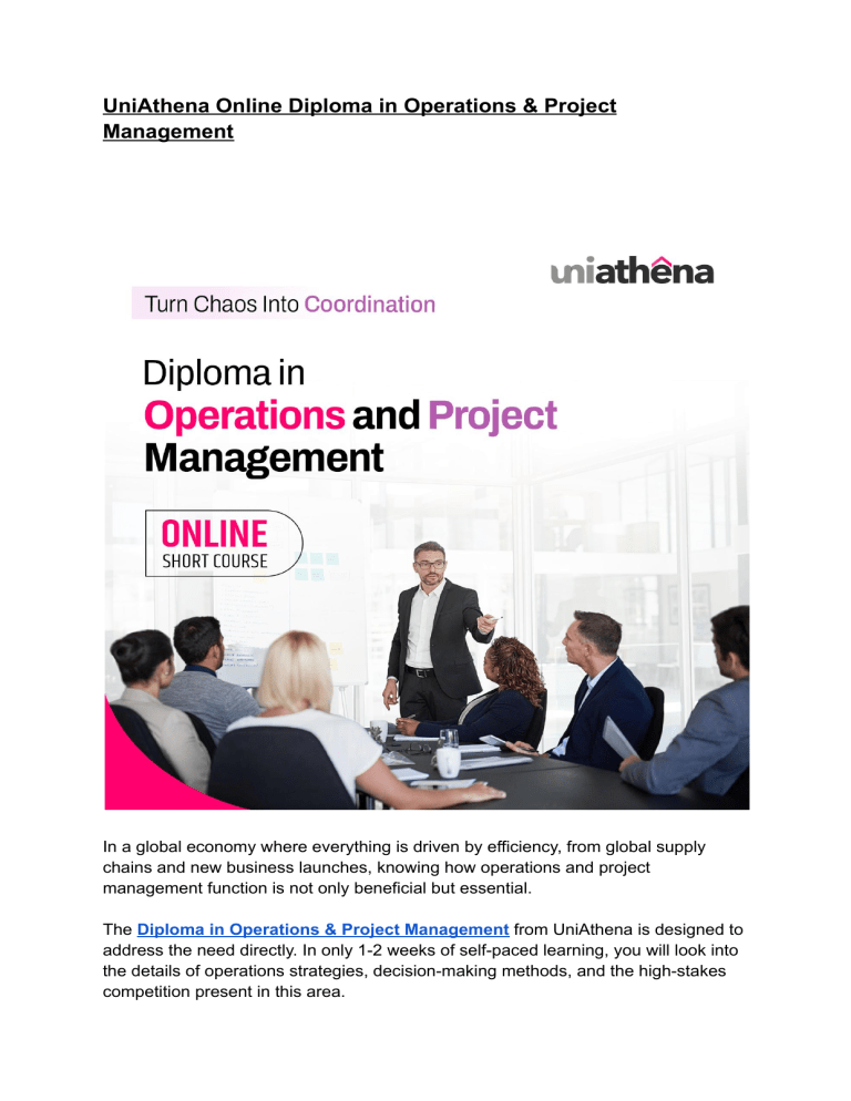 UniAthena Operations & Project Management Online Diploma