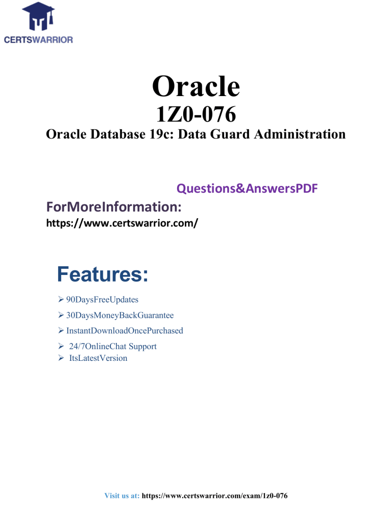 Oracle 1Z0-076 Exam Questions & Answers PDF