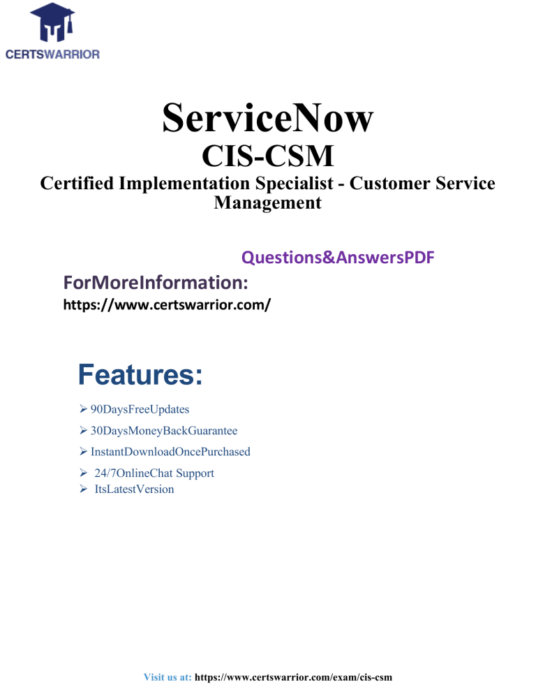 ServiceNow CIS-CSM Exam Questions & Answers PDF