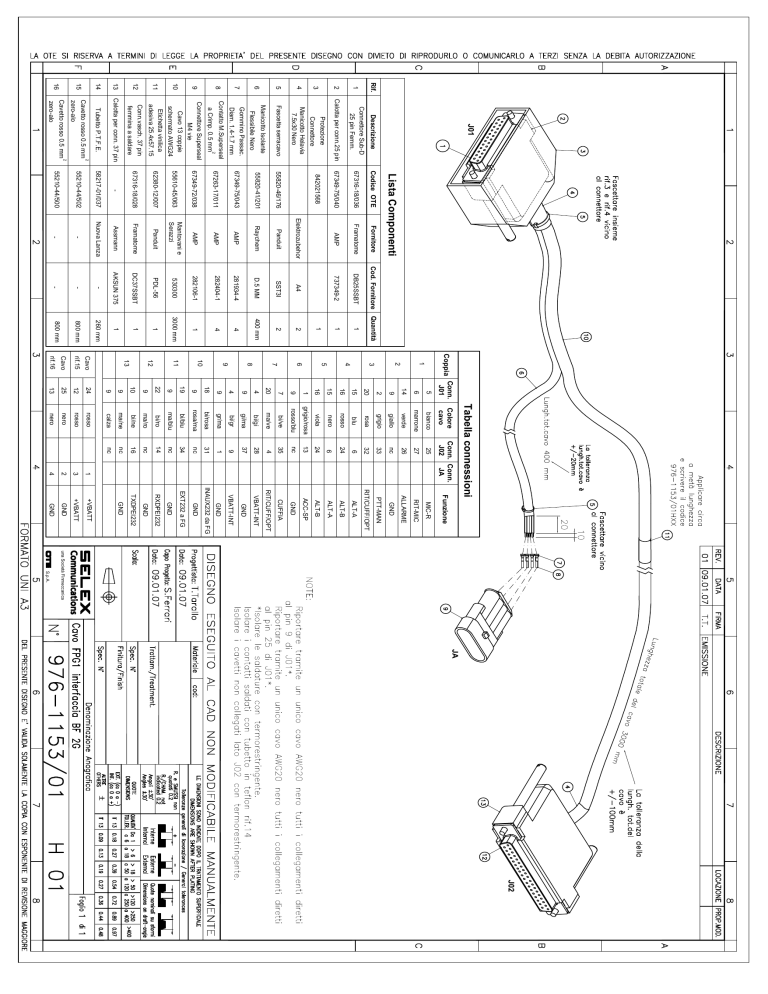 FPG1 Interface Cable Technical Drawing