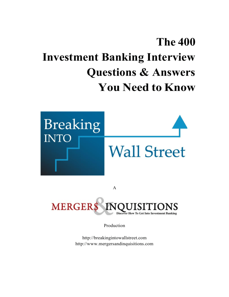 Investment Banking Interview Questions & Answers
