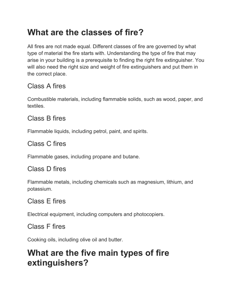 Fire Classes & Extinguishers: A Comprehensive Guide