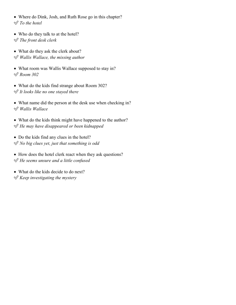Mystery Story Comprehension Questions for Kids