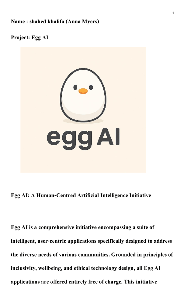 Egg AI: Human-Centered AI Project Description
