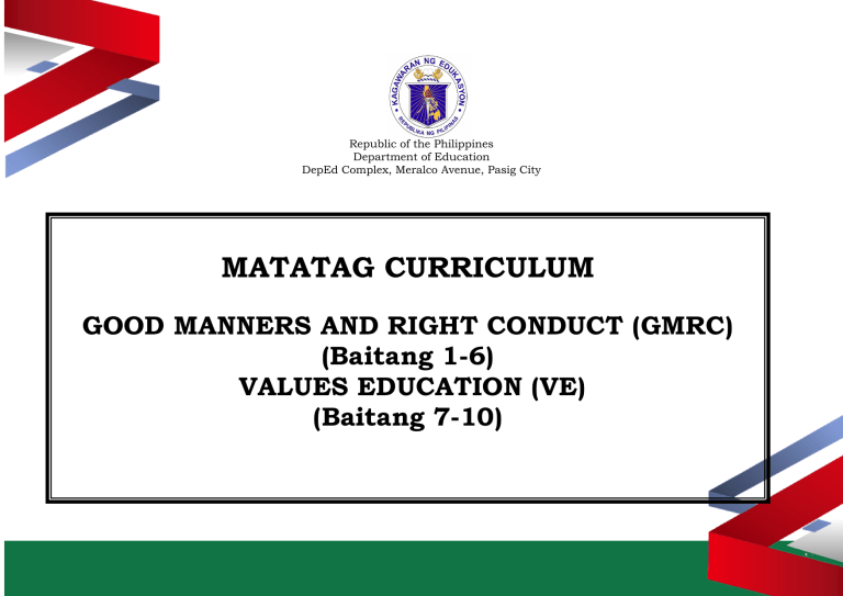 GMRC & Values Education Curriculum Guide (Grades 1-10)