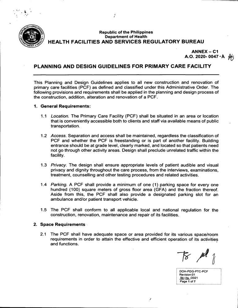 Primary Care Facility Planning & Design Guidelines