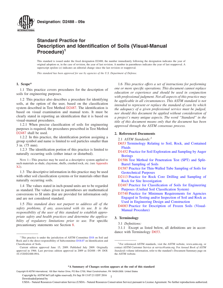 Soil Description & Identification: ASTM D2488 Standard
