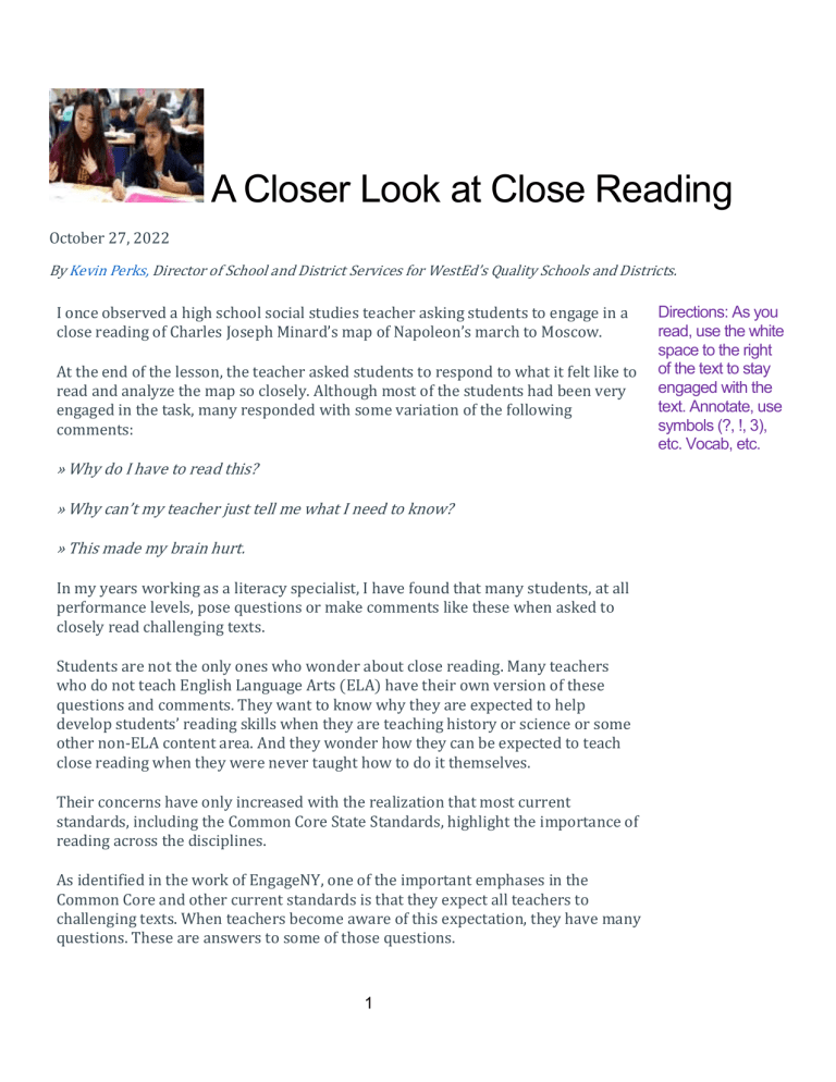 Close Reading Strategies for Teachers Across Disciplines