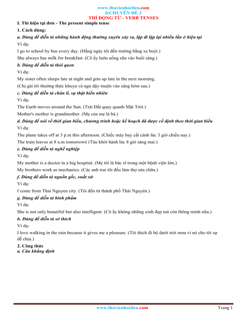 Verb Tenses: Present Simple & Continuous - English Grammar