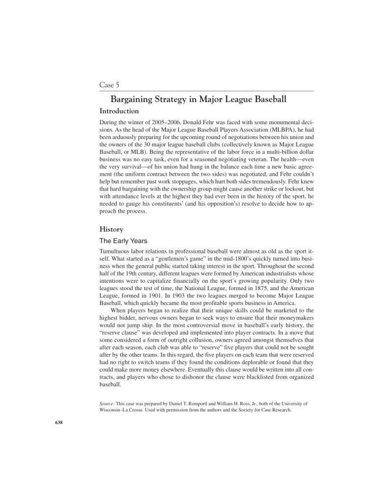 MLB Bargaining Strategy: A Case Study