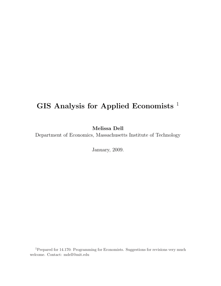 GIS Analysis for Applied Economists