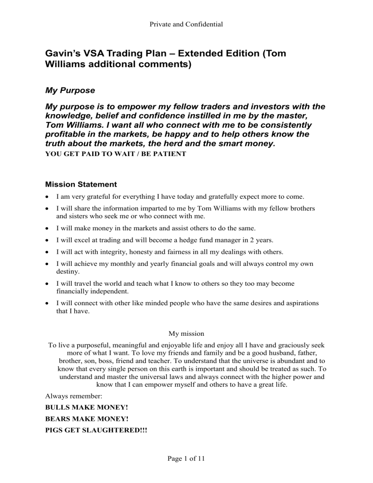 Gavin's VSA Trading Plan: Extended Edition