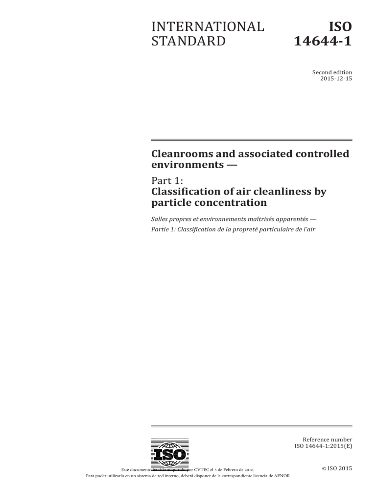 ISO 14644-1 Version 2015