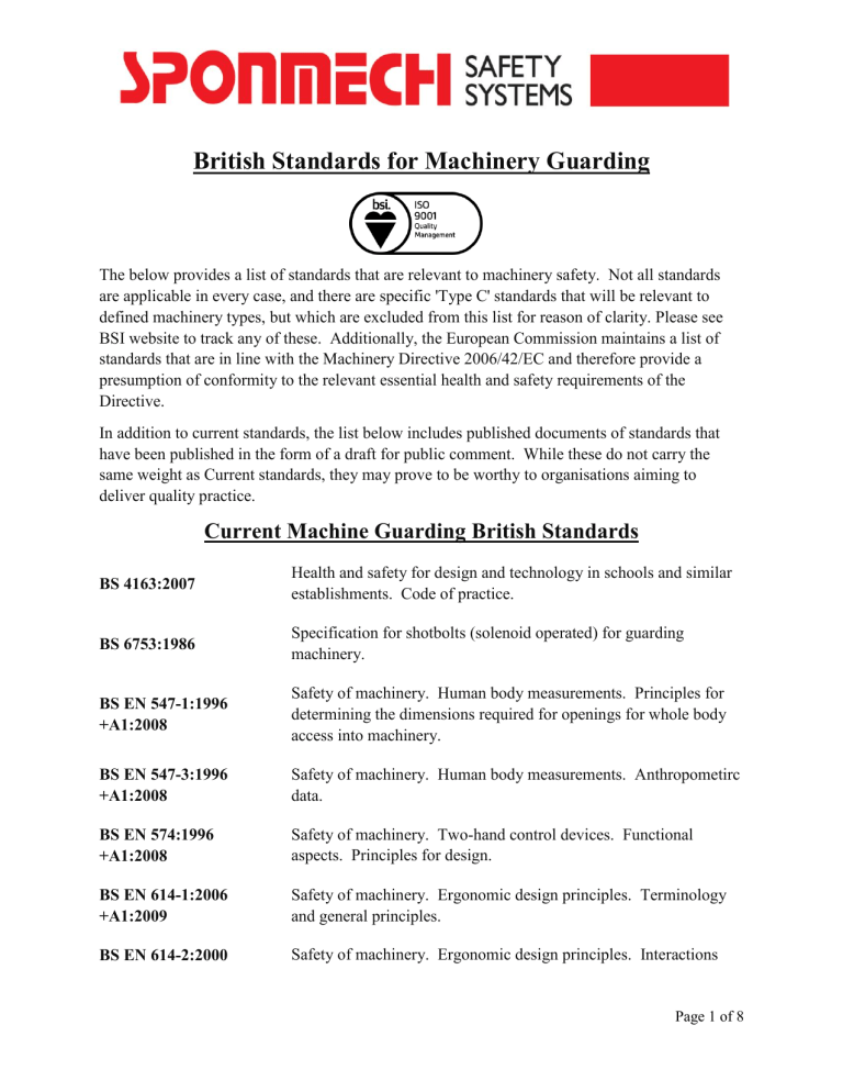 Machinery Guarding British Standards | Safety Guide