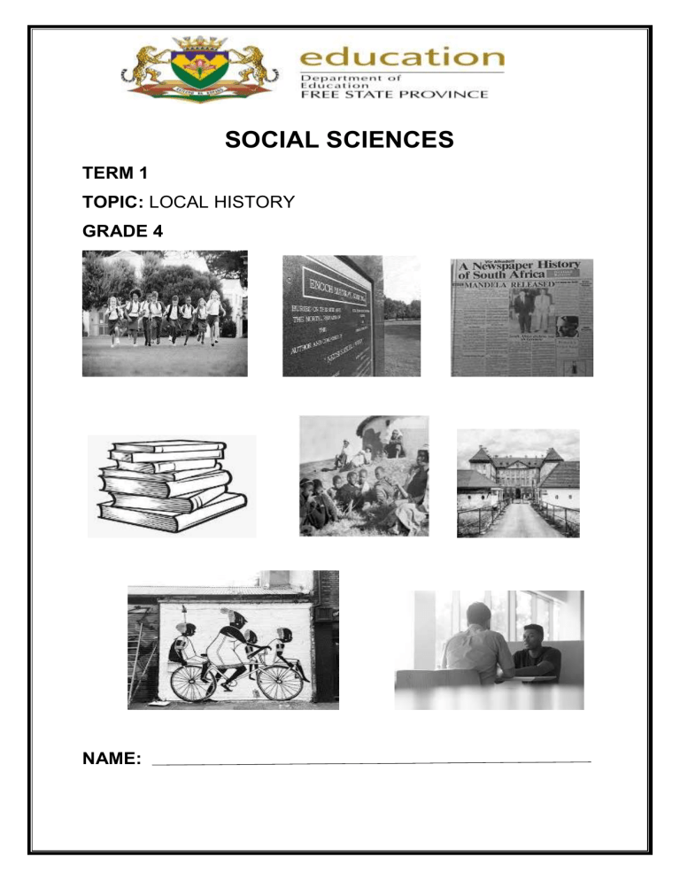 Grade 4 Social Sciences: Local History Worksheet