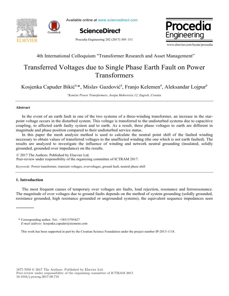 Transformer Earth Fault Voltages Analysis