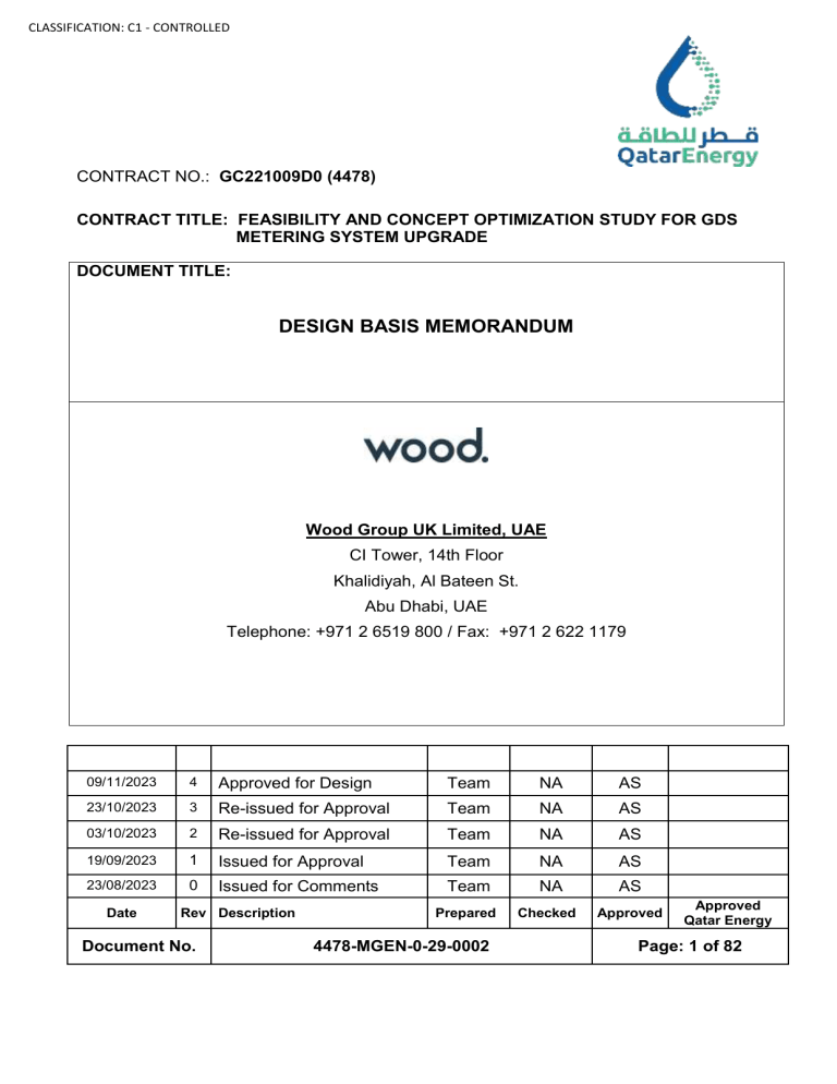 GDS Metering System Upgrade Design Basis Memorandum