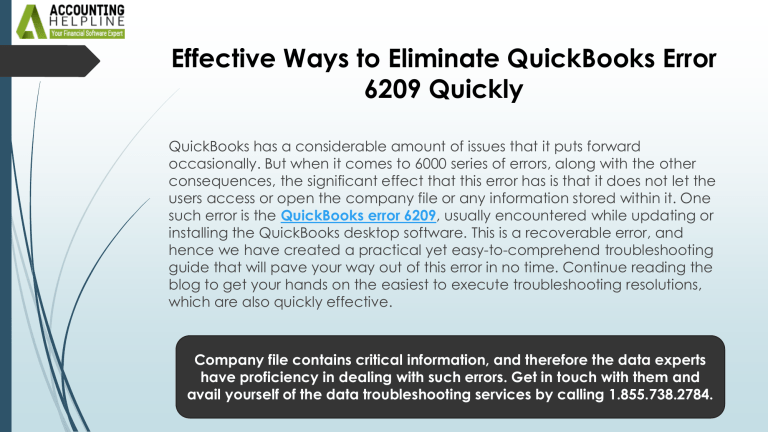 Fix QuickBooks Error 6209: Troubleshooting Guide