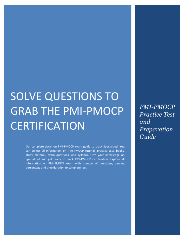 PMI-PMOCP Certification Exam Guide: Practice Test & Syllabus