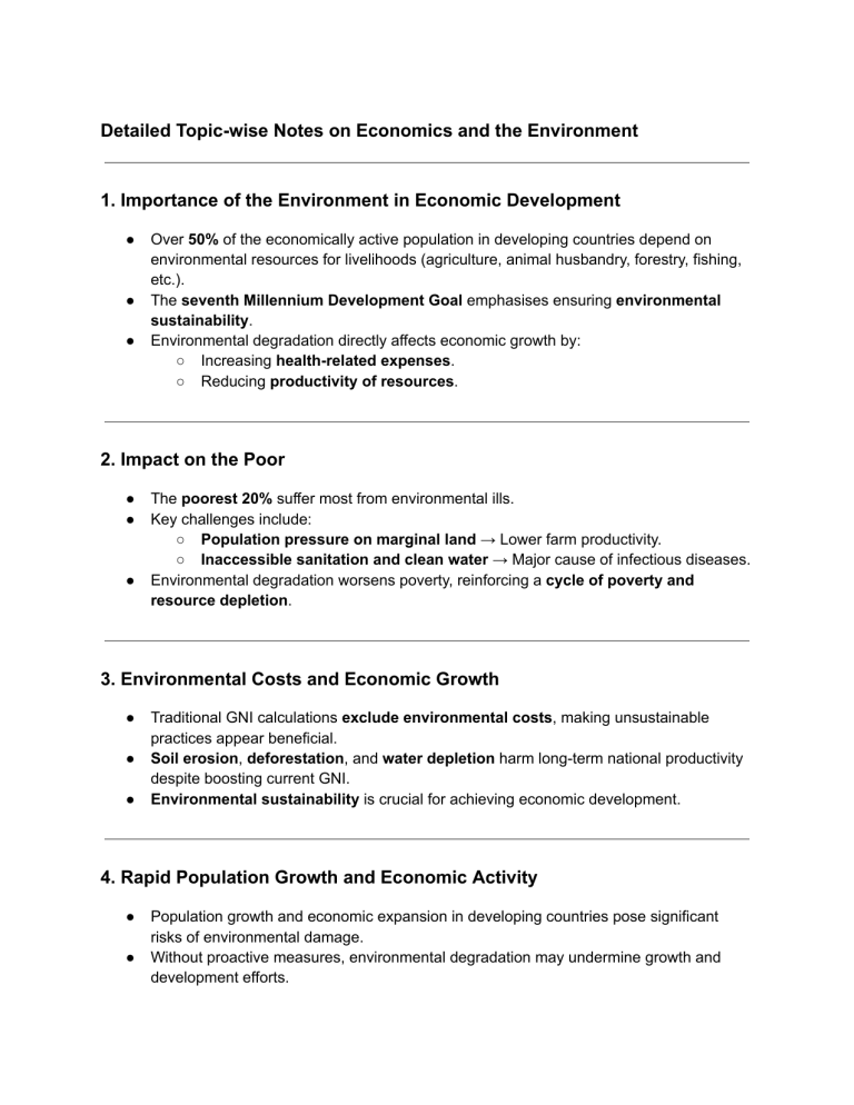 Economics & Environment Notes: Sustainable Development