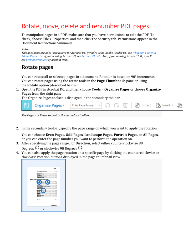 Acrobat DC: Organize PDF Pages - Rotate, Move, Delete, Extract