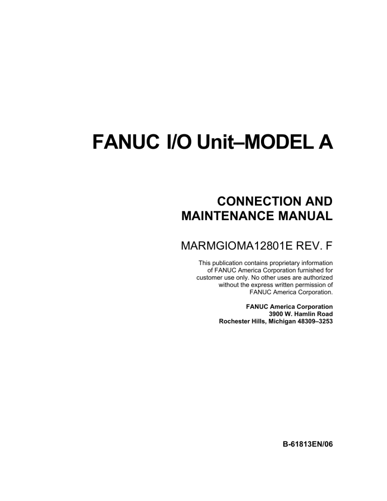 Fanuc Connection and Maintenance Manual