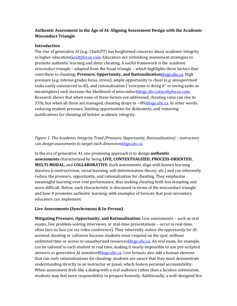 Authentic Assessment in the Age of AI: Academic Integrity