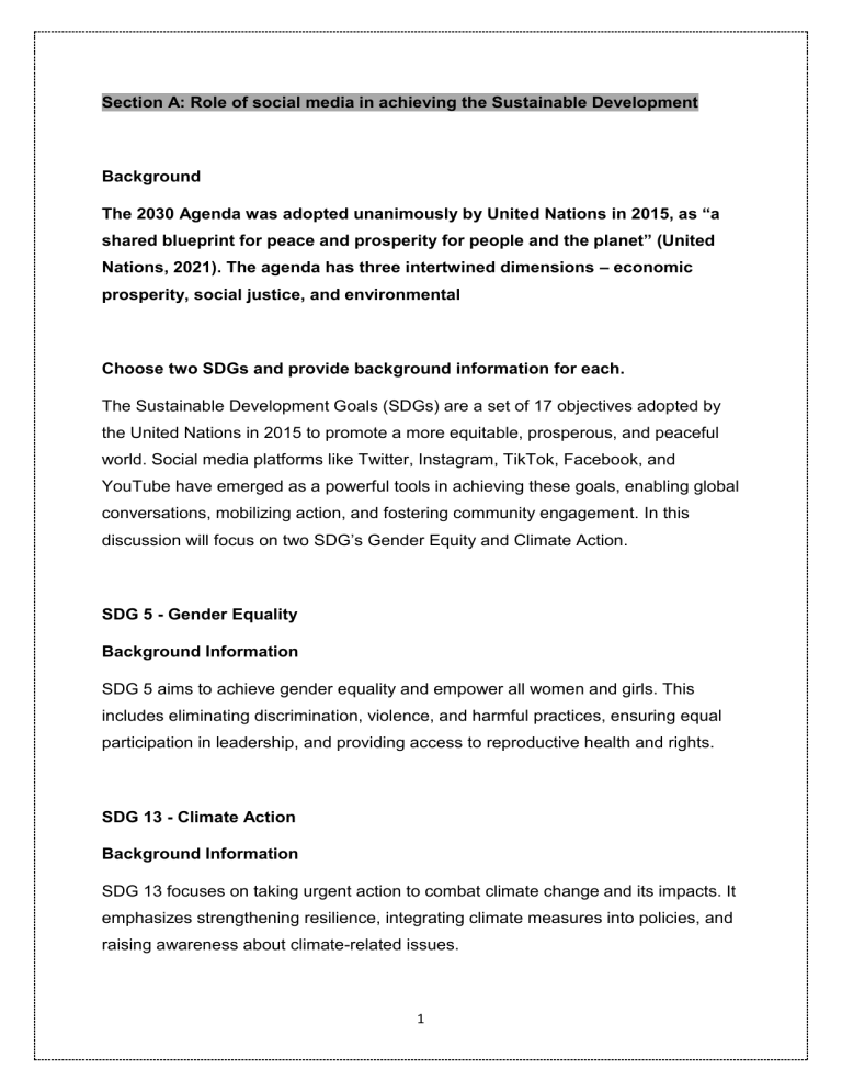 Social Media's Role in Achieving SDGs: Gender Equality & Climate Action