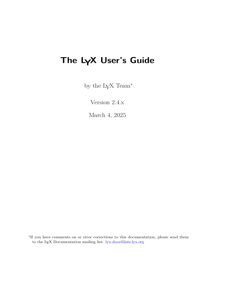 LyX User Guide: Document Processing with LyX