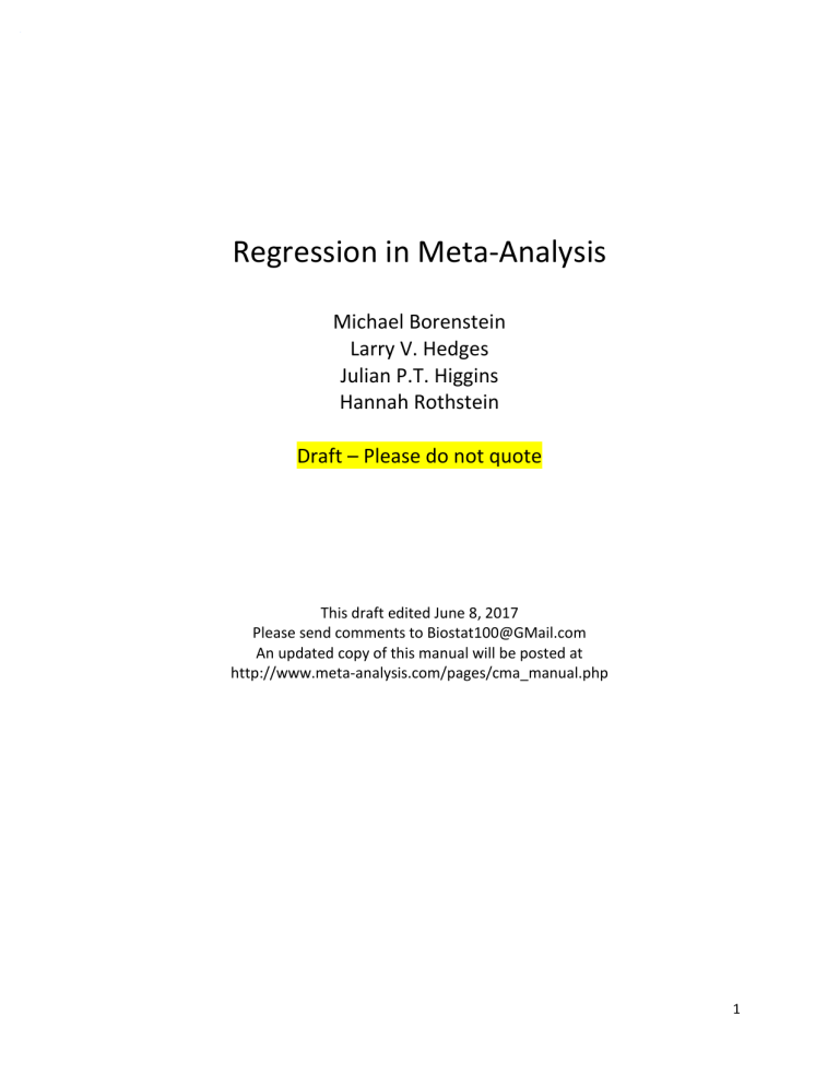 Regression in Meta-Analysis: A Comprehensive Guide