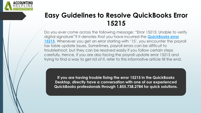 Fix QuickBooks Error 15215: Troubleshooting Guide