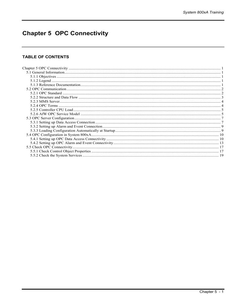 System 800xA: OPC Connectivity Training - Chapter 5