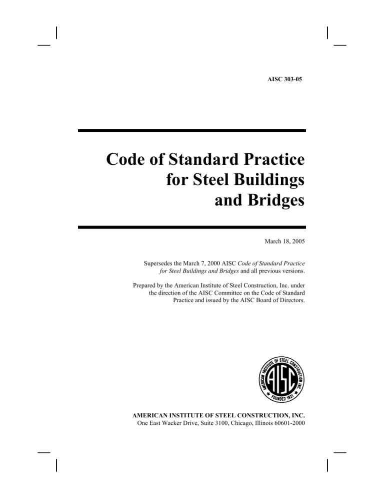 AISC Code of Standard Practice for Steel Buildings