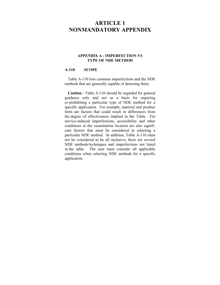 NDE Method Selection Guide: Imperfections vs. Techniques