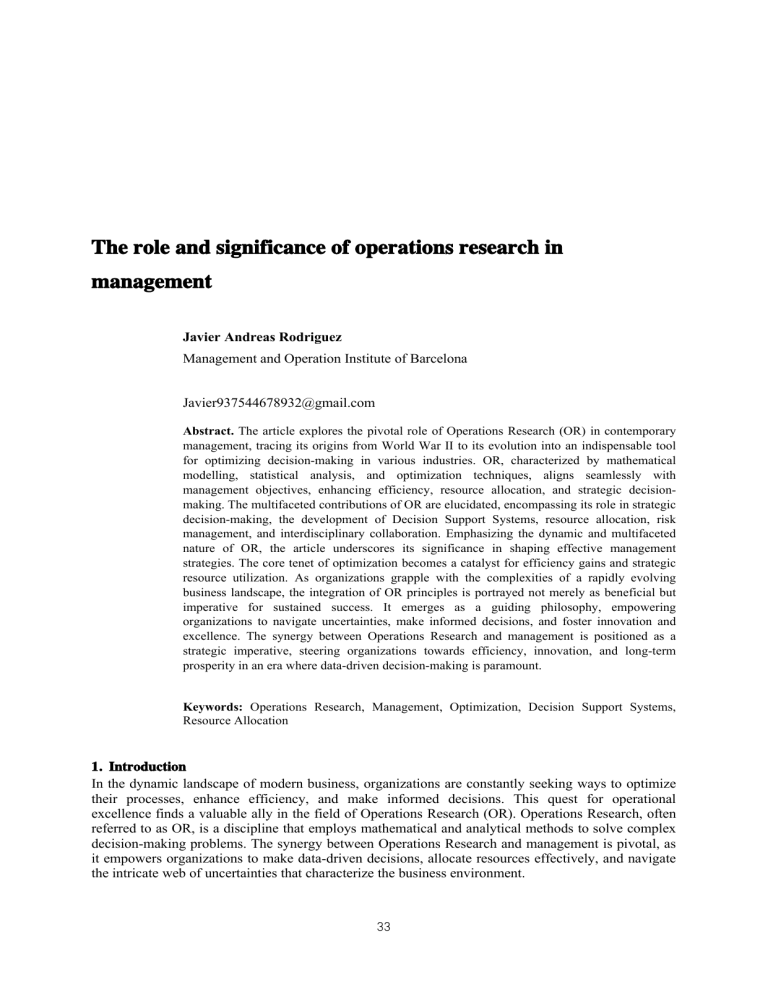 Operations Research in Management: Role & Significance