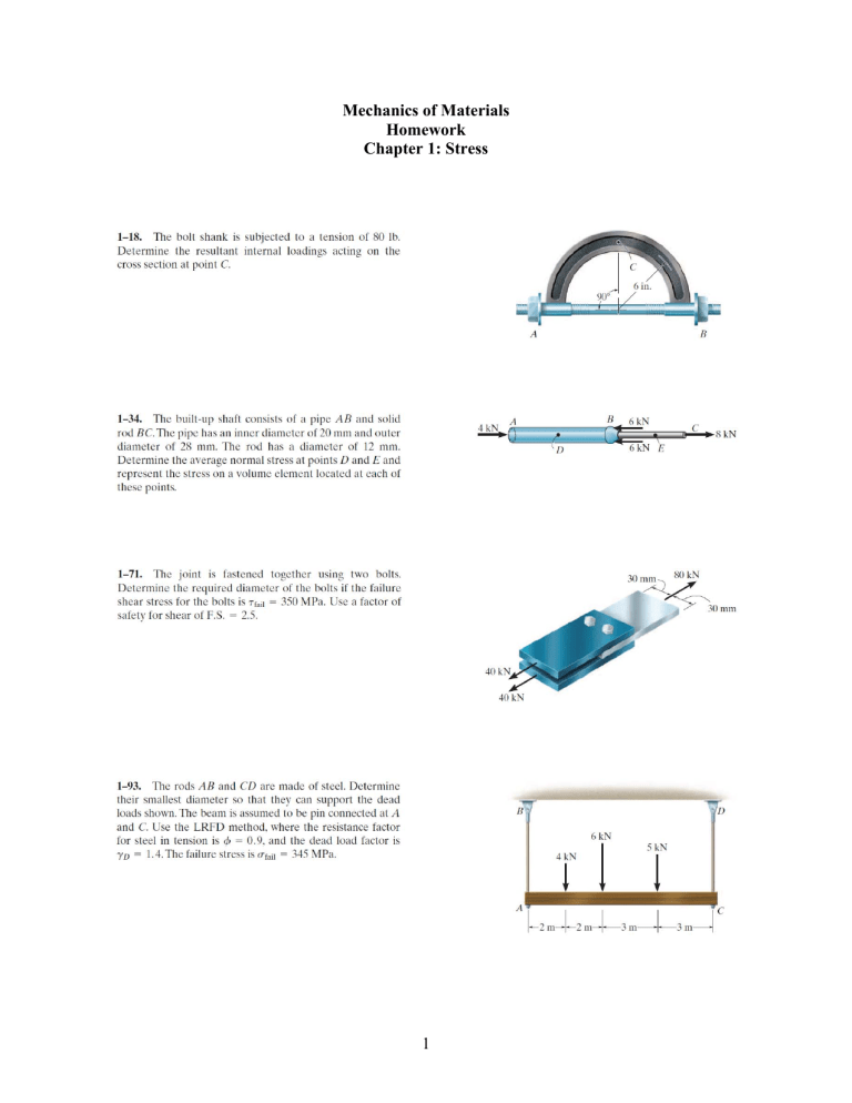 Mechanics of Materials Homework: Stress, Strain, and More