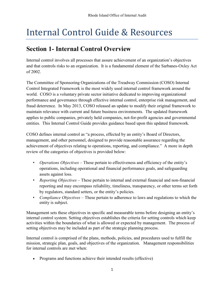 Internal Control Guide & Resources - COSO Framework
