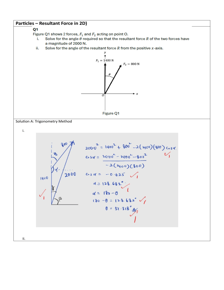 Particle Mechanics: Resultant Forces & Equilibrium in 2D