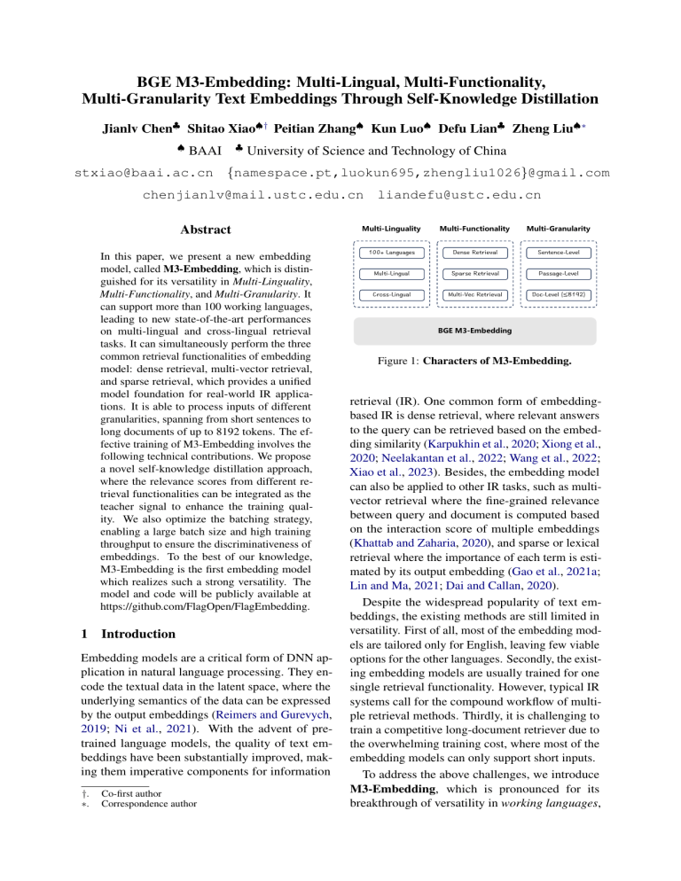 M3-Embedding: Multi-Lingual Text Embeddings