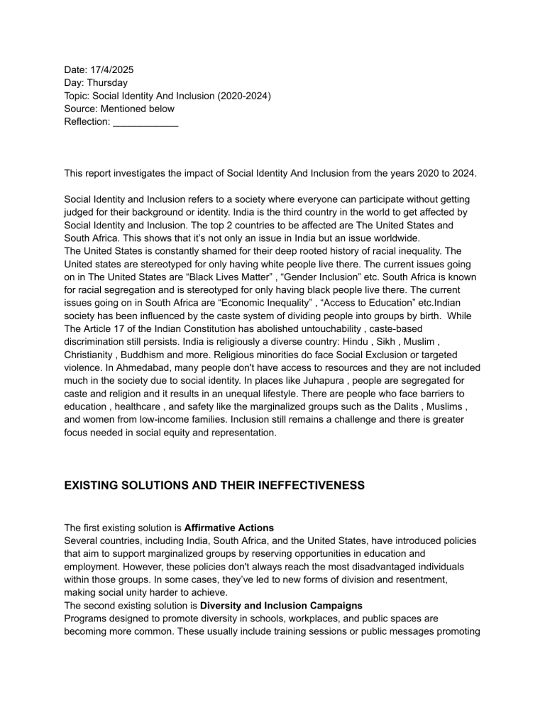 Social Identity & Inclusion Report (2020-2024)