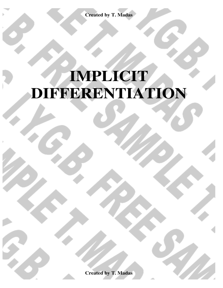 Implicit Differentiation Worksheet: Calculus Problems