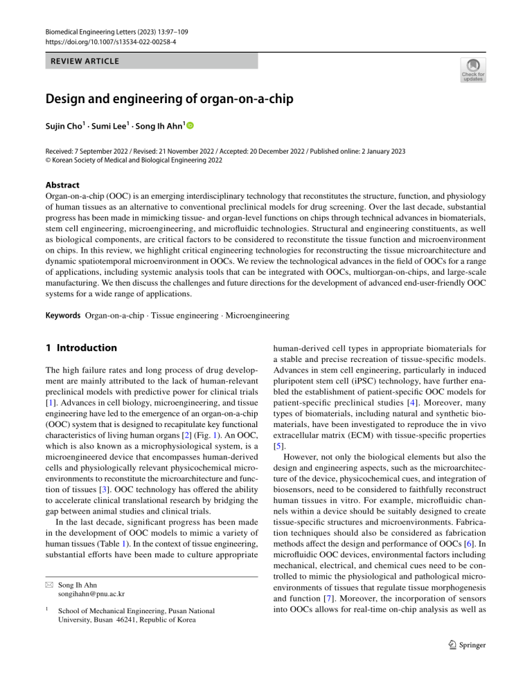 Organ-on-a-Chip Design & Engineering: A Review