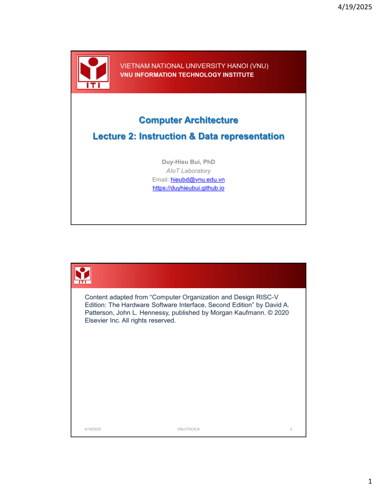 RISC-V Instruction & Data Representation in Computer Architecture