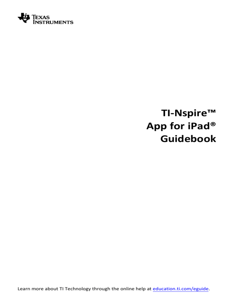 TI-Nspire App for iPad Guidebook
